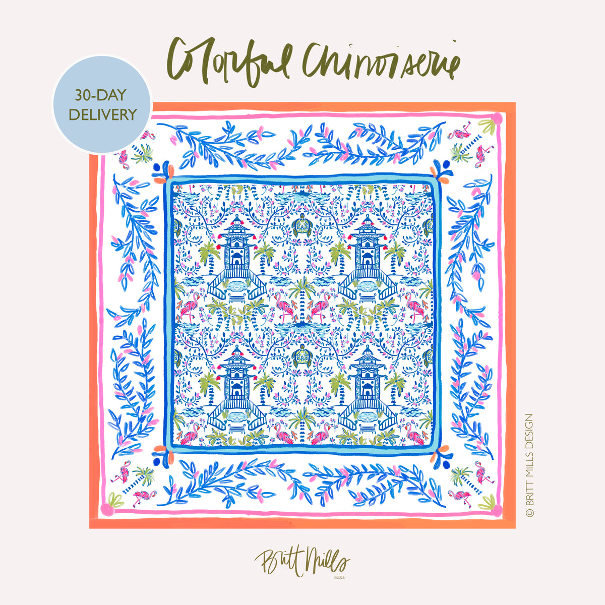 Colorful Chinoiserie Mahjong Mat (Non-Neoprene)